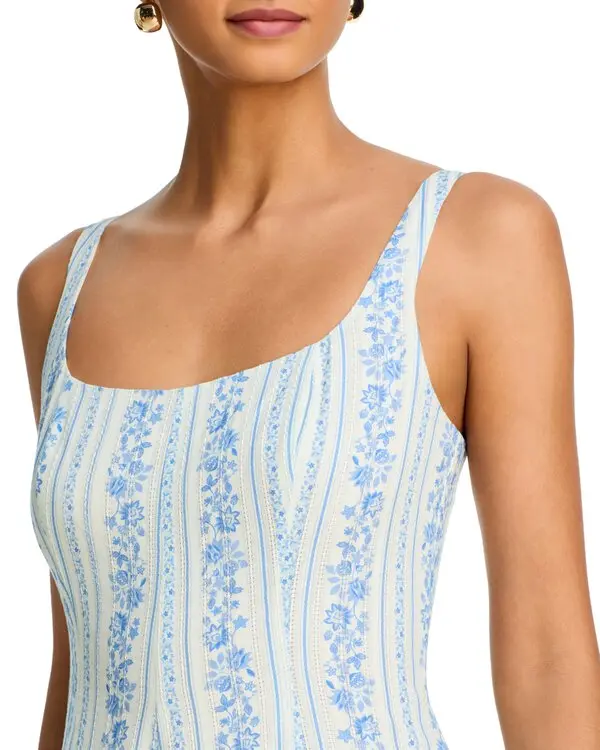 Aqua Wallpaper Stripe Midi Dress