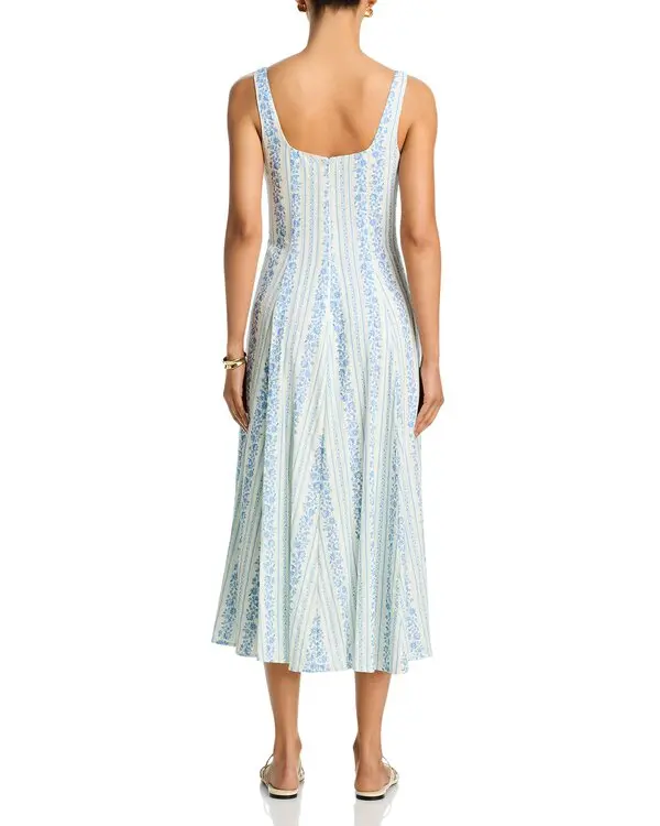 Aqua Wallpaper Stripe Midi Dress