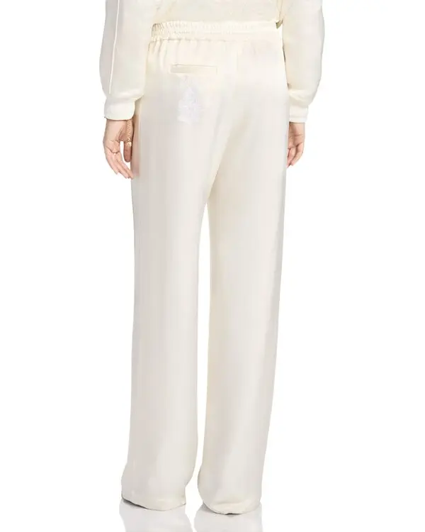 Casablanca Wide Leg Satin Trousers With Embroidered Detail
