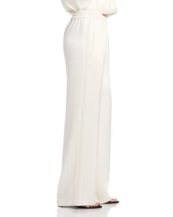 Casablanca Wide Leg Satin Trousers With Embroidered Detail