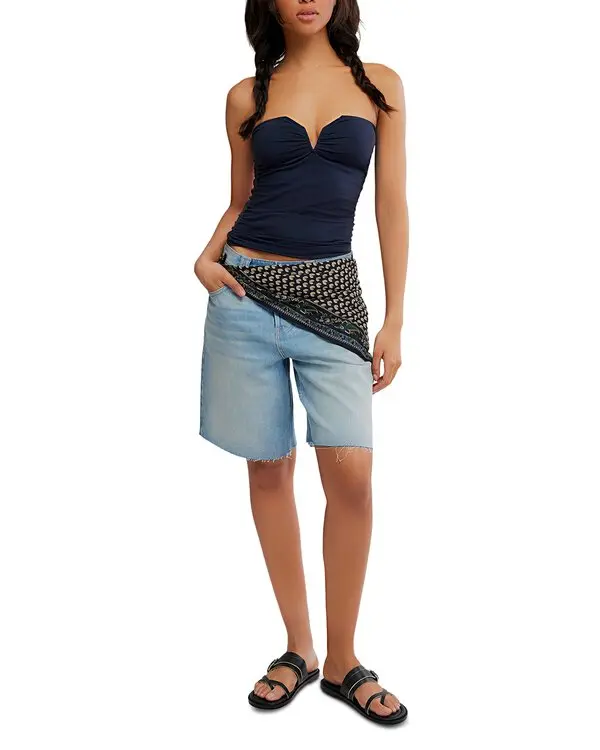 Free People Strapless Tube Top With Plunging Neckline - Black