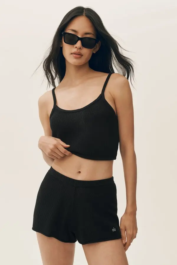 Alo Yoga Silk Cashmere Mid-rise Heatwave Short - Black