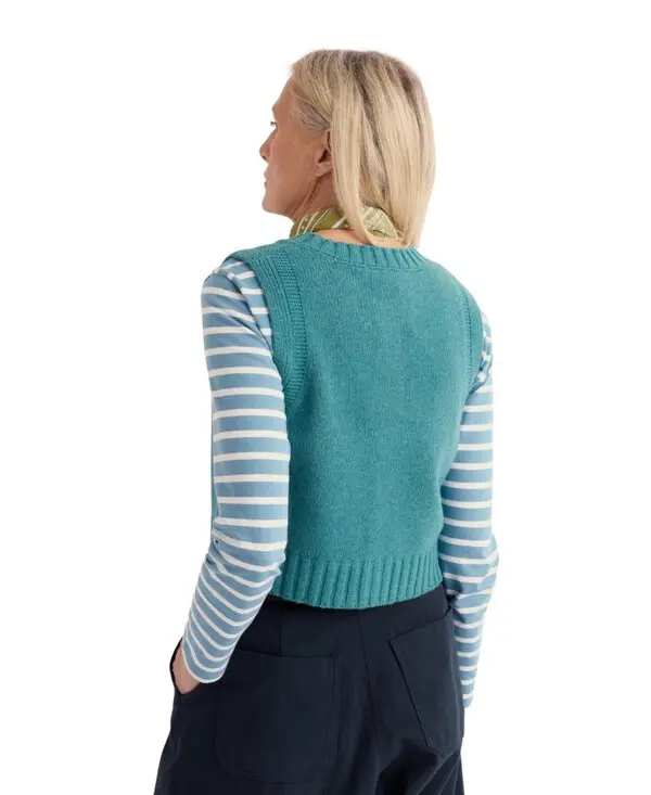 SEASALT CORNWALL Derwenn Button-down Merino Knit Vest - Estuary