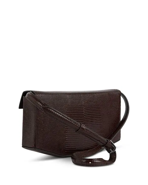 TOTEME Embossed Leather Shoulder Bag With Silver Tone Clasp - Brown
