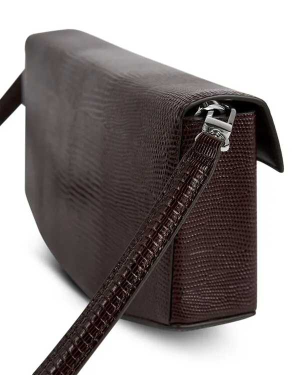 TOTEME Embossed Leather Shoulder Bag With Silver Tone Clasp - Brown