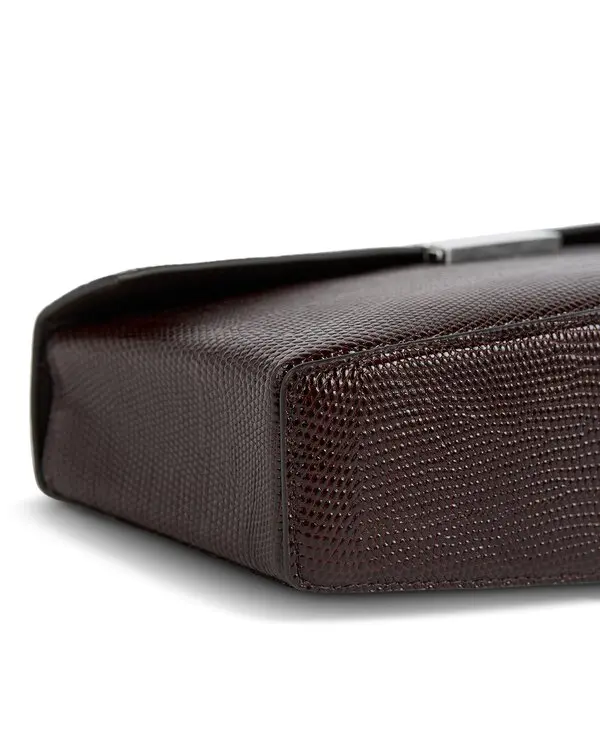 TOTEME Embossed Leather Shoulder Bag With Silver Tone Clasp - Brown
