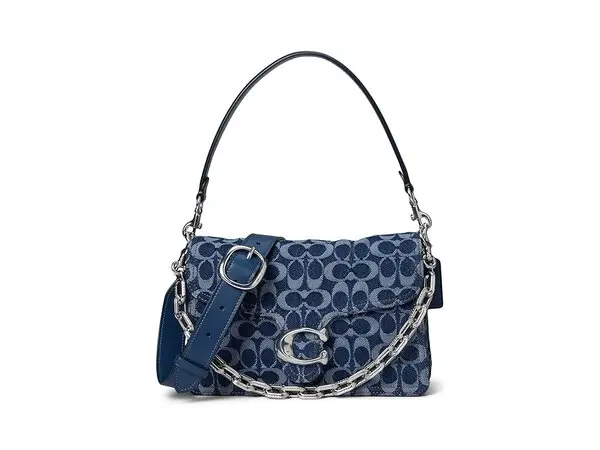 COACH Chain Tabby Shoulder Bag In Signature Denim Shoulder Handbags Deep Blue Multi - Navy