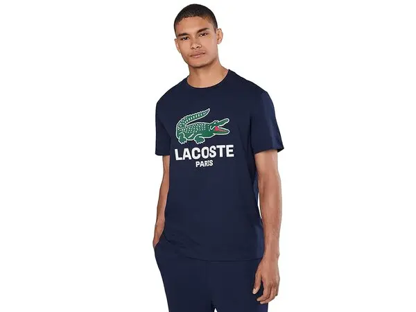 Lacoste Printed Cotton T-shirt T Shirt - Navy