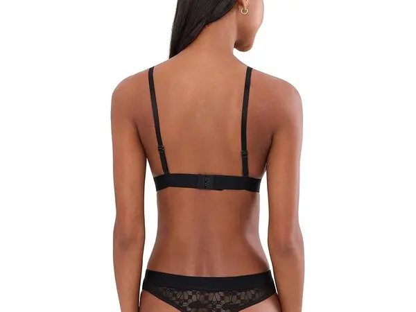 Lacoste Logo Lace Triangle Bralette Bra Noir
