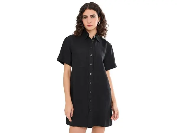 Madewell Emilia Dress 100% Linen Dress Jet - Black