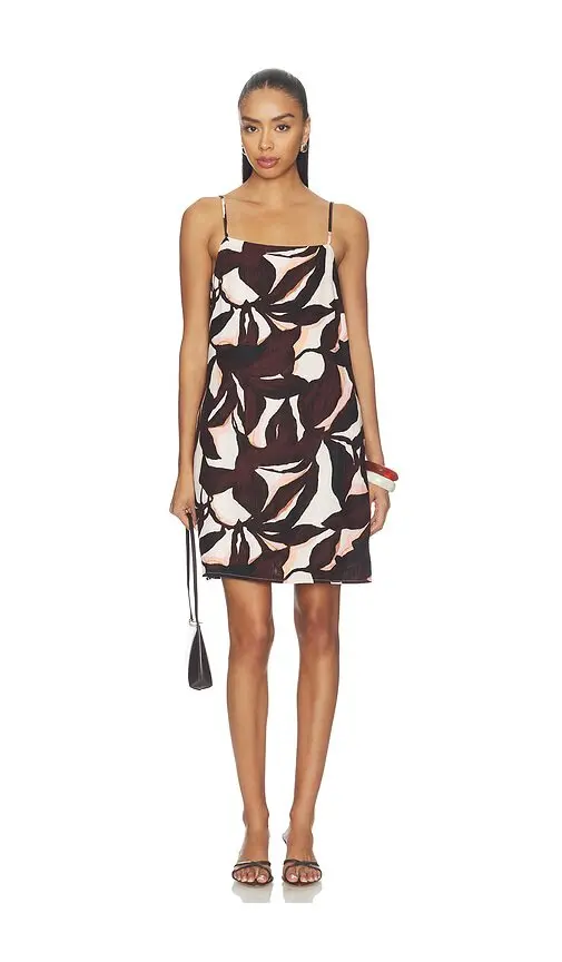 Sanctuary Hideaway Linen Tie Strap Dress In Brown - Desertscape
