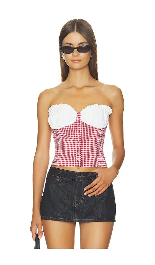 BY.DYLN Sunniva Corset Top In Red