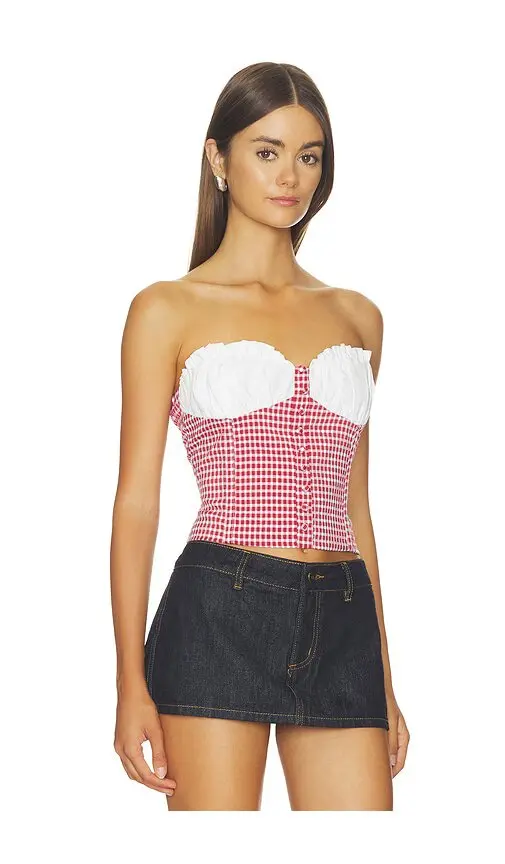 BY.DYLN Sunniva Corset Top In Red