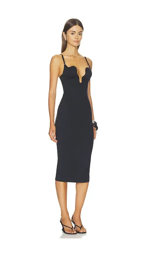 FLEUR DU MAL Le Stretch Micro U-plunge Midi Dress