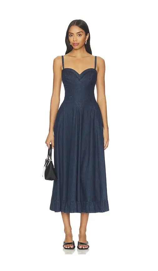 Free People Another Season Midi Dress In Navy - Rinse