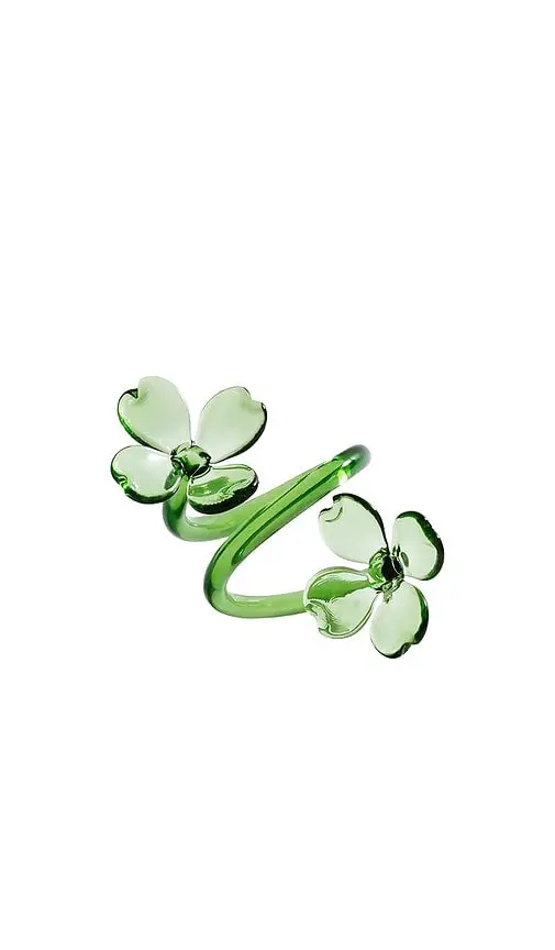 The Favorites Botanica Glass Flower Napkin Rings Set Of 4 - Green