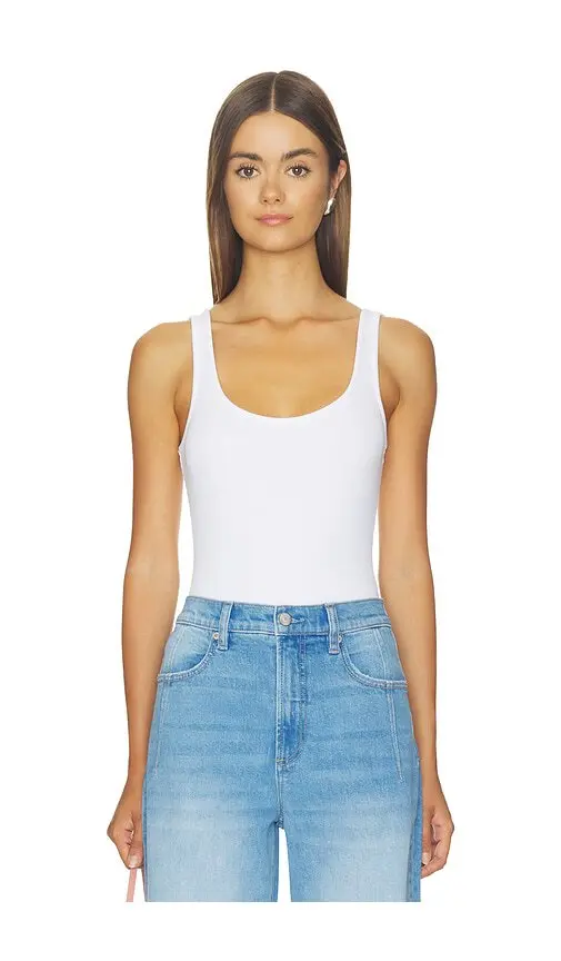 L'Agence Nica Scoop Neck Tank Bodysuit - White