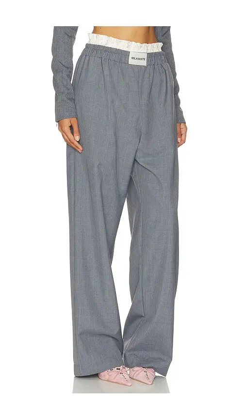 MILKWHITE Double Waistband Floral Pant