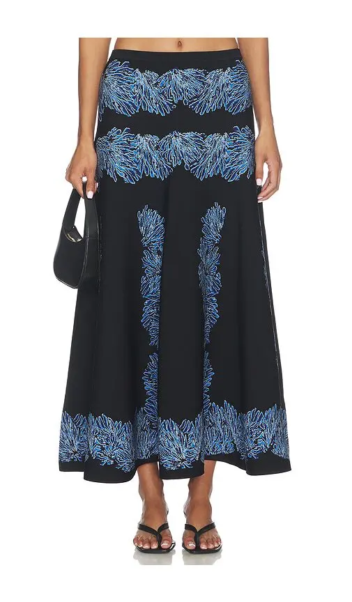 Ulla Johnson Alessia Knit Jacquard Skirt In Multi - Ocean