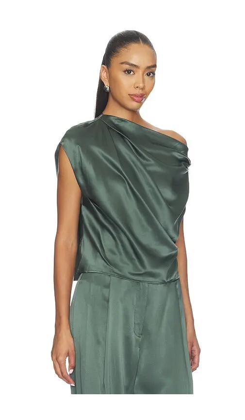 THE SEI Draped Top In Dark Green