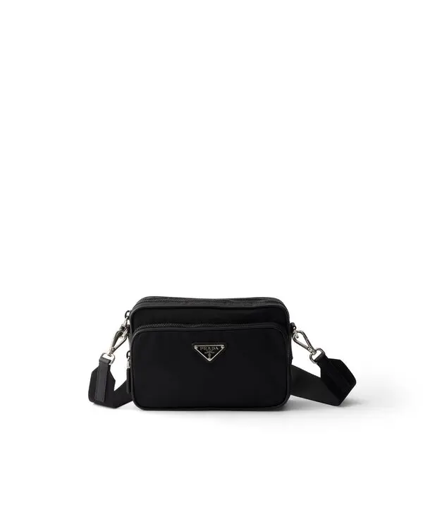 Prada Re-nylon And Saffiano Leather Shoulder Bag - Black