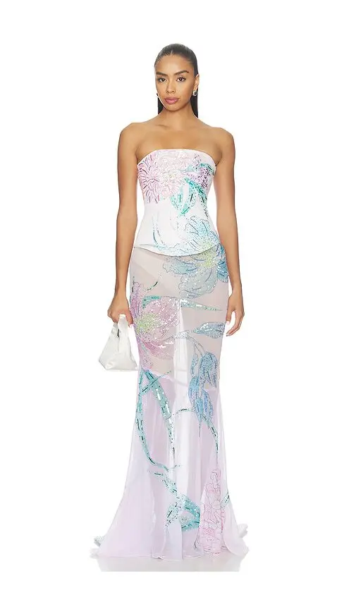 Retrofete Alinea Sequin Embellished Strapless Maxi Dress