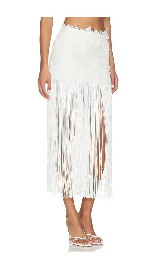 Retrofete Amaris Skirt With Lace Trim And Fringe