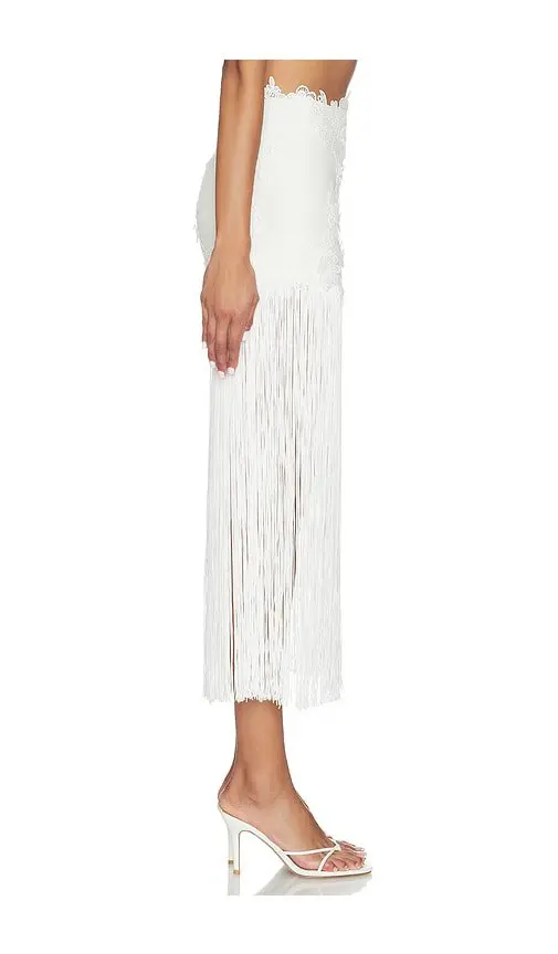 Retrofete Amaris Skirt With Lace Trim And Fringe