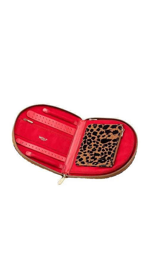Wolf Savanna Print Travel Portfolio With Gold Hardware