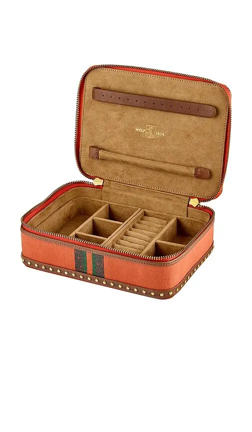Wolf Ida Travel Zip Jewelry Case With Handle - Orange
