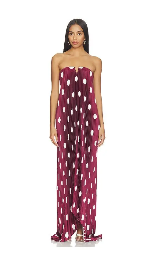 L'IDEE Pleated Maxi Gown - Wine