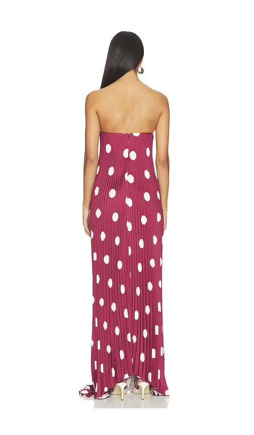 L'IDEE Pleated Maxi Gown - Wine