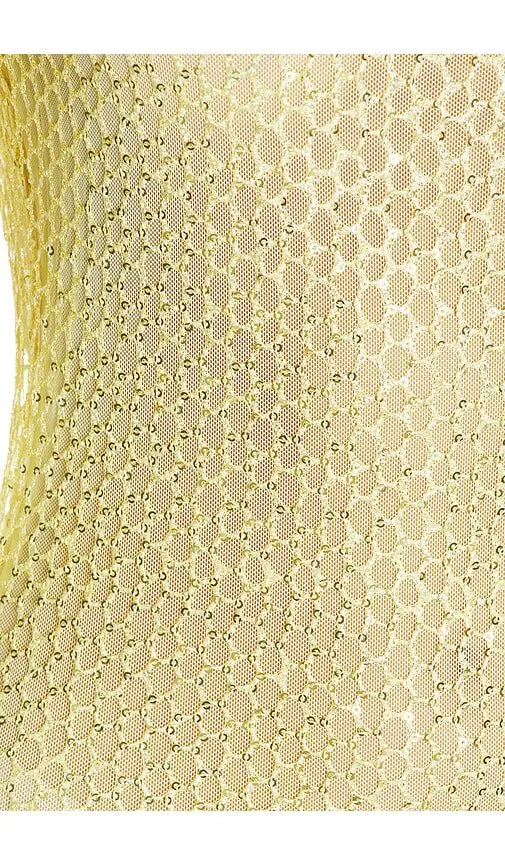OW Sequined Maxi Dress With Feather Trim
