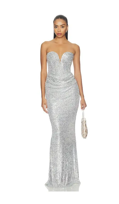 NOOKIE Dante Sequin Embellished Maxi Dress - Grey