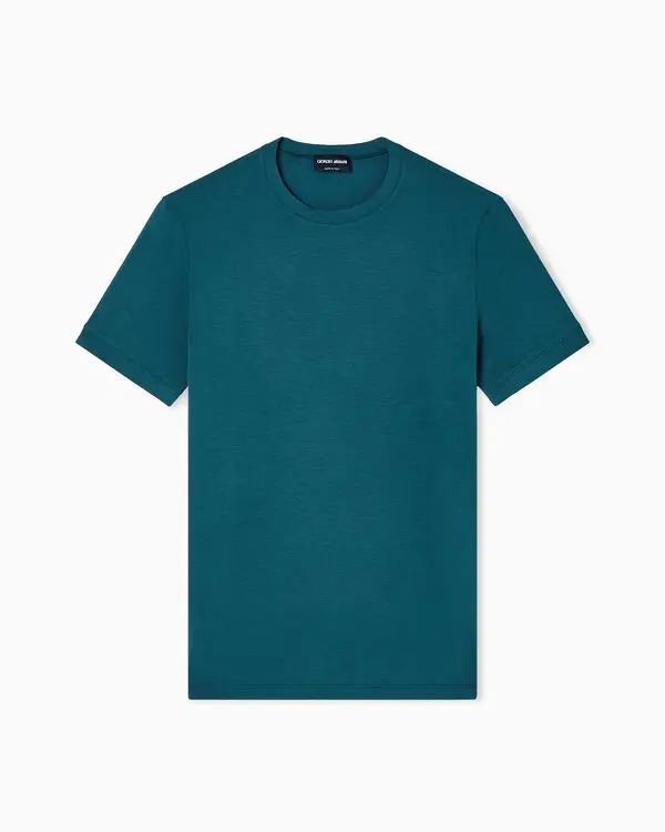 Giorgio Armani Crew-neck T-shirt In Stretch Viscose Jersey - Green