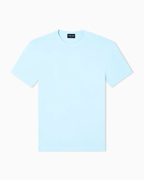 Giorgio Armani Crew-neck T-shirt In Stretch Viscose Jersey - Light Blue