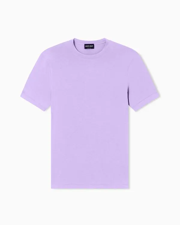 Giorgio Armani Crew-neck T-shirt In Stretch Viscose Jersey - Pink