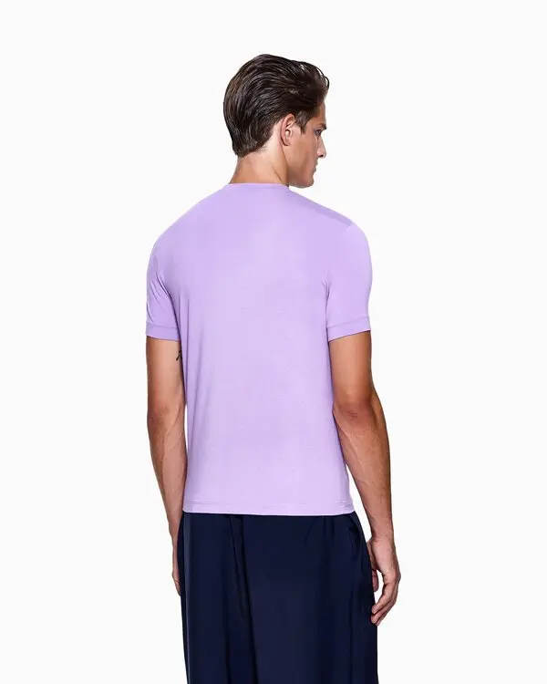 Giorgio Armani Crew-neck T-shirt In Stretch Viscose Jersey - Pink