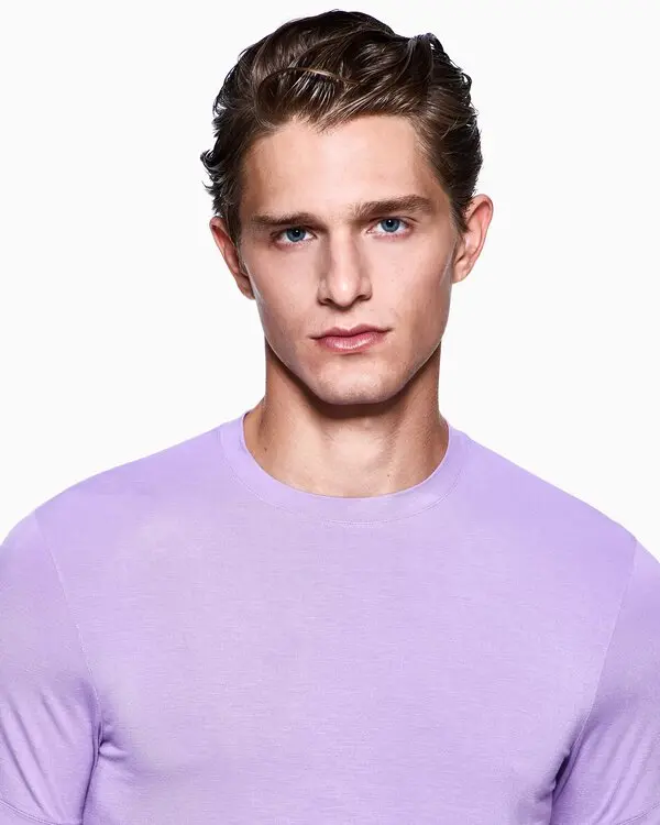 Giorgio Armani Crew-neck T-shirt In Stretch Viscose Jersey - Pink