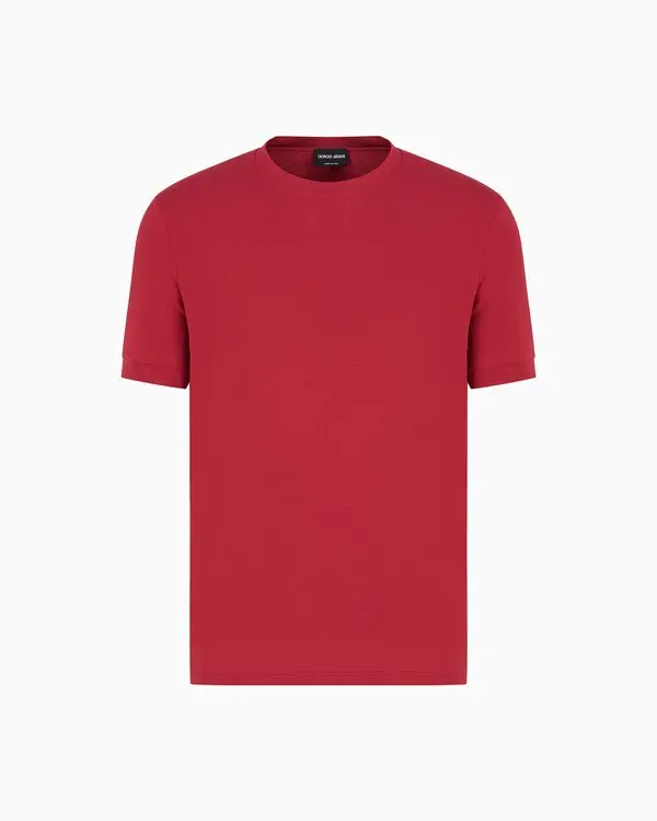 Giorgio Armani Crew-neck T-shirt In Stretch Viscose Jersey - Red