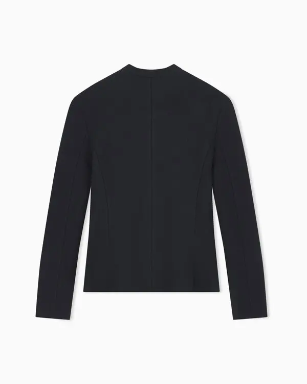 Giorgio Armani Virgin Wool Cashmere Crew Neck Blazer - Black