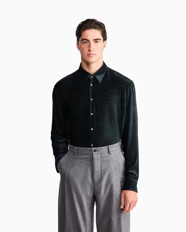 Giorgio Armani Shirt Silk-blend Devoré Velvet Twill Design