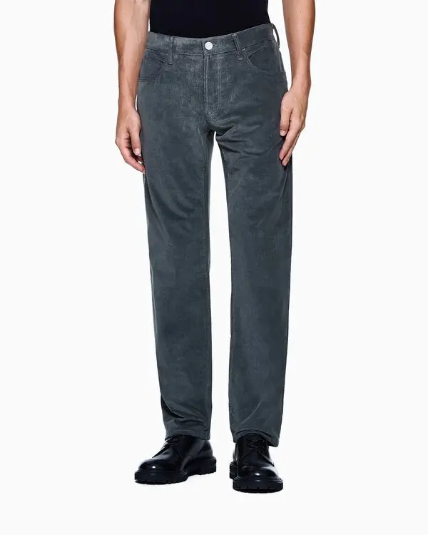 Giorgio Armani Five-pocket Corduroy Trousers In Cashmere Blend - Grey