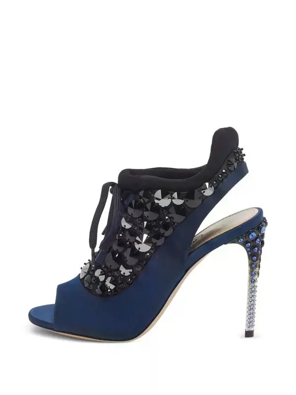 Miu Miu Embellished Cutout Ankle Sandals