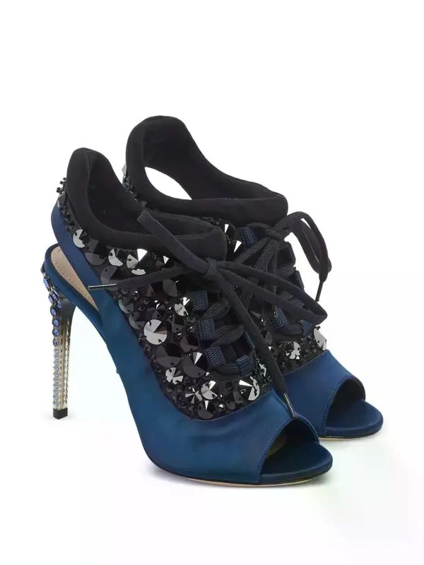 Miu Miu Embellished Cutout Ankle Sandals