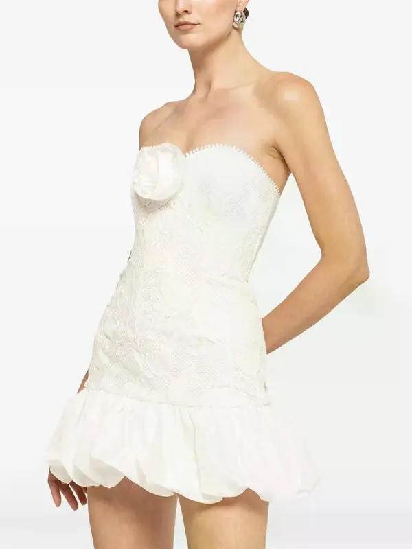 NISSA Strapless Mini Lace Dress With Corset Back