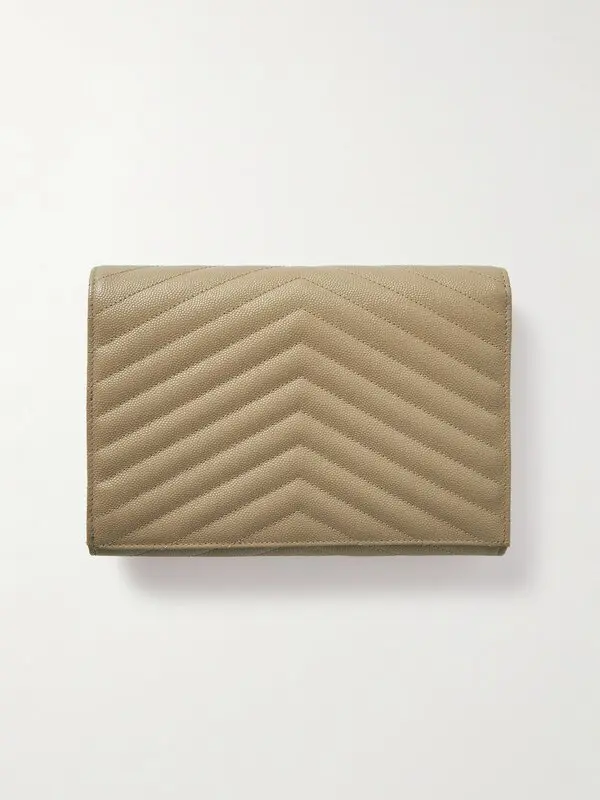 Saint Laurent Monogramme Quilted Textured-leather Pouch