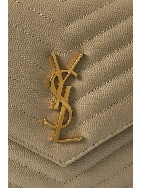 Saint Laurent Monogramme Quilted Textured-leather Pouch