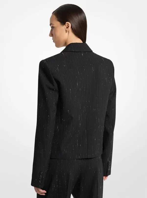 Michael Kors Spencer Pinstriped Sequin Stretch Wool Blazer