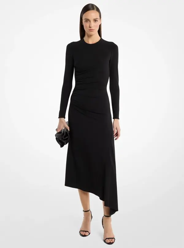Michael Kors Stretch Matte Jersey Asymmetrical Dress - Black